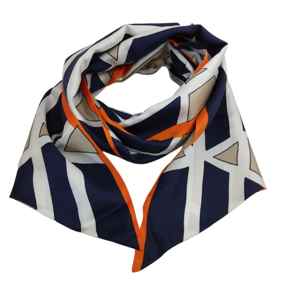no brand | Accessories | Vintage Geometric Print Scarf Blue And Orange ...